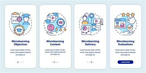 Elements Of Microlearning Onboarding Mobile App Screen Content Walkthrough 4 Steps Editable