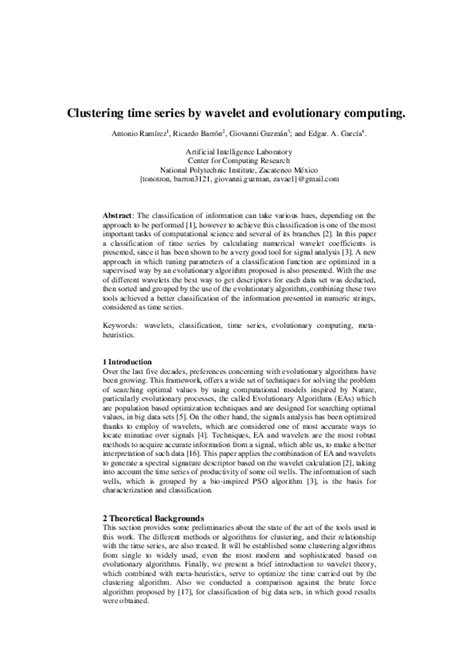 Pdf Clustering Time Series By Wavelet And Evolutionary Computing