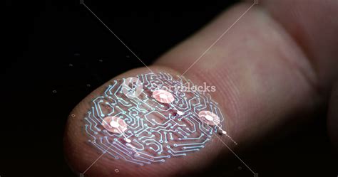 Futuristic Digital Processing Of Biometric Fingerprint Scanner Concept Of Surveillance And