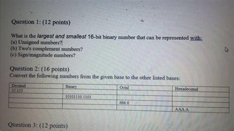Solved What Is The Largest And Smallest 16 Bit Binary Number
