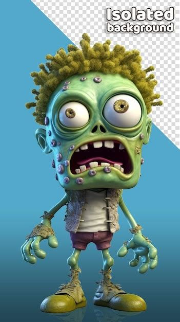 만화 스타일 좀비 애니메이션 캐릭터 프리미엄 Psd 파일