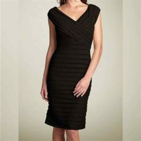 Tadashi Shoji Tiered Black Sheath Evening Dress Gem