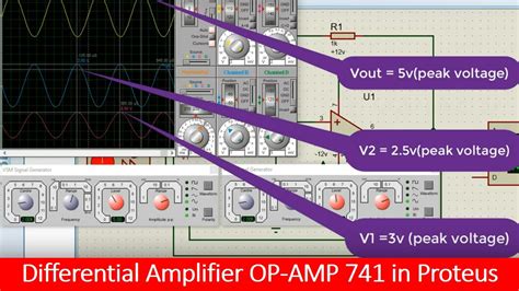 Differential Amplifier Using 741 Op Amp Proteus Tutorial Vidoe