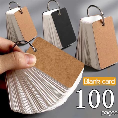 100 Pages Iron Ring Handwritten Memo Hard Blank English Word Card Loose Leaf Memo Note Message