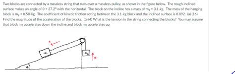 Solved Two Blocks Are Connected By A Massless String That Chegg