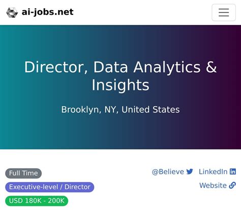[hiring] Director Data Analytics And Insights In Brooklyn Ny United
