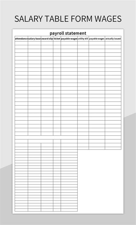 Salary Table Form Wages Excel Template And Google Sheets File For Free Download Slidesdocs
