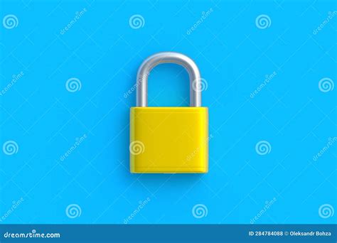 Closed Yellow Padlock On Blue Background Stock Illustration