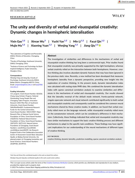 Pdf The Unity And Diversity Of Verbal And Visuospatial Creativity