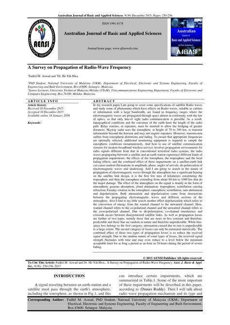 Pdf A Survey On Propagation Of Radio Wave Frequency