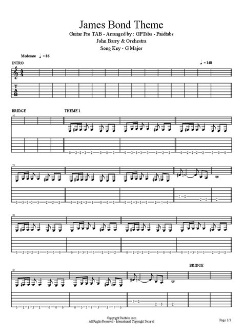 007 James Bond Theme Tab And Chords Theamericangazette