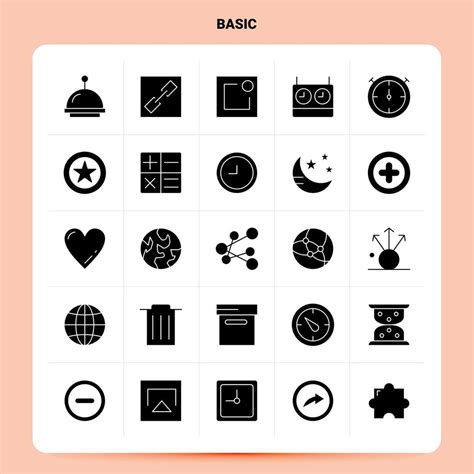 Solid 25 Basic Icon Set Vector Glyph Style Design Black Icons Set Web