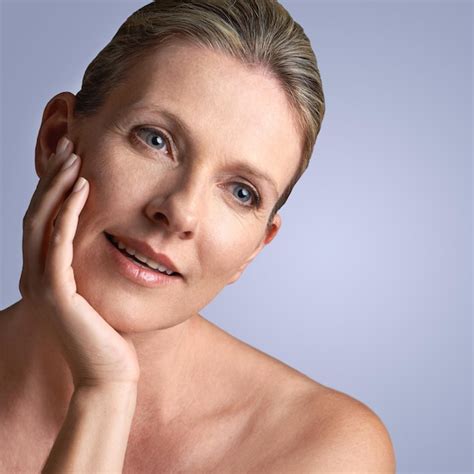 Face Beauty And Mature Woman With Skincare Or Cosmetic Facial Isolated