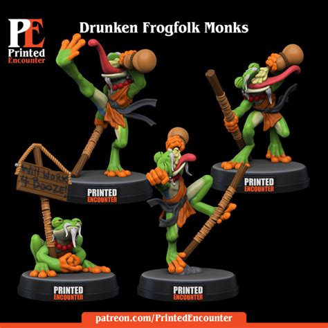 3d Printable Drunken Monk Frogfolk By Printed Encounter