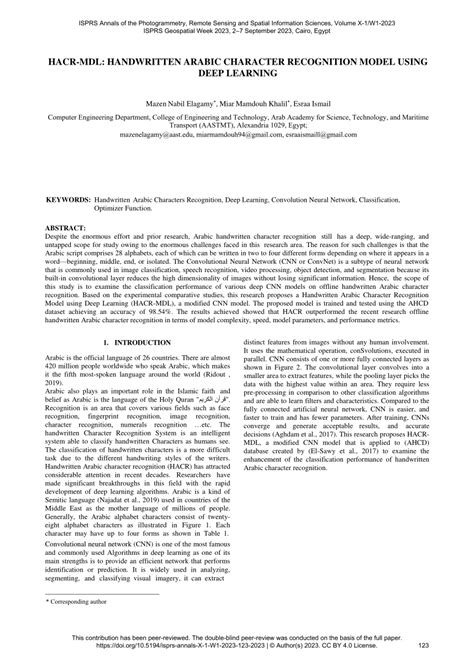 Pdf Hacr Mdl Handwritten Arabic Character Recognition Model Using