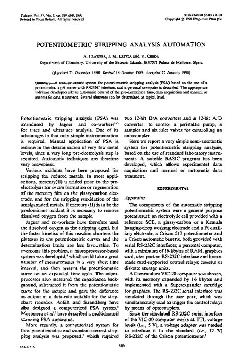 Pdf Potentiometric Stripping Analysis Automation