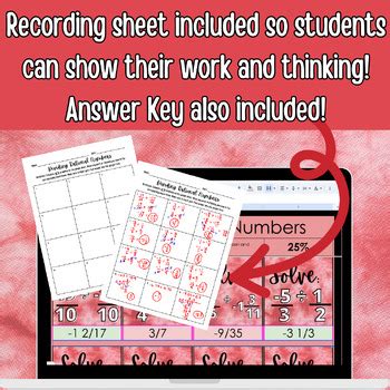 Add Subtract Multiply And Divide Rational Numbers Digital Worksheets Bundle