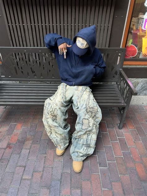 Rapper Aesthetic Outfit Men Baggy Street Wear Men Streetwear Fashion