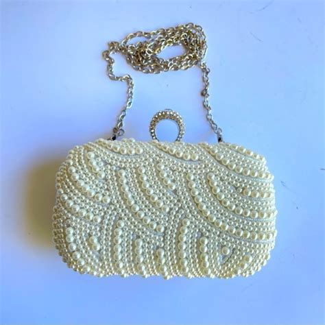 Bags Vintage Pearl Purse White Shoulder Bag Elegant Wedding Prom