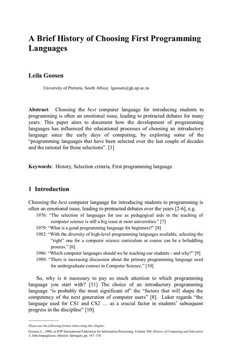 Pdf A Brief History Of Choosing First Programming Languages