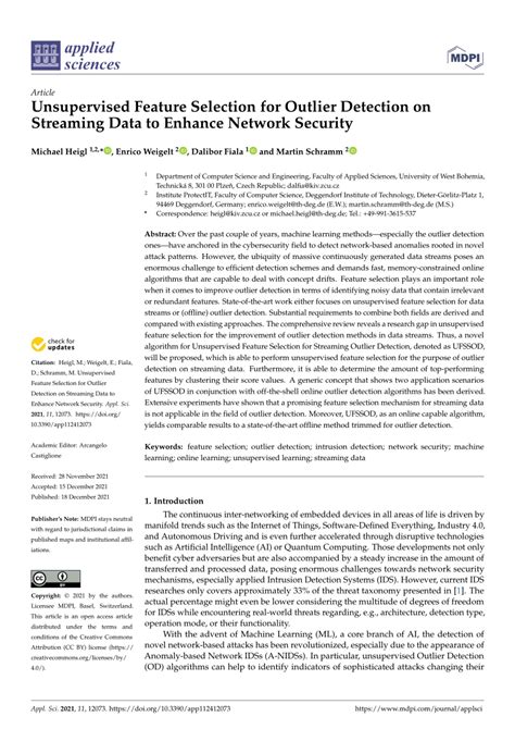Pdf Unsupervised Feature Selection For Outlier Detection On Streaming