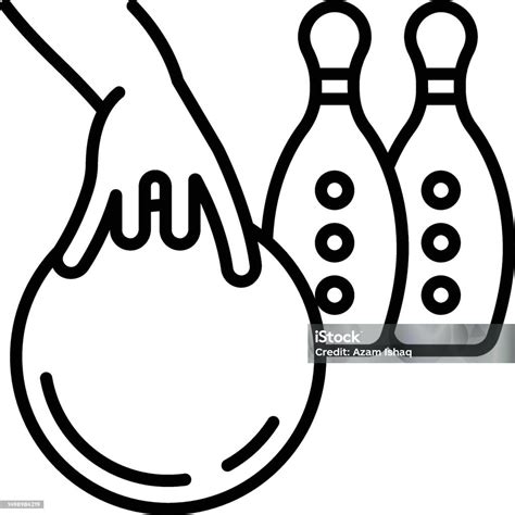 손가락 구멍이 있는 10개의 핀 벡터 개요 아이콘 디자인 건강한 라이프스타일 기호 미용 체조 기호 서킷 트레이닝 장비 스톡 일러스트레이션 대상 스포츠 볼링 개념