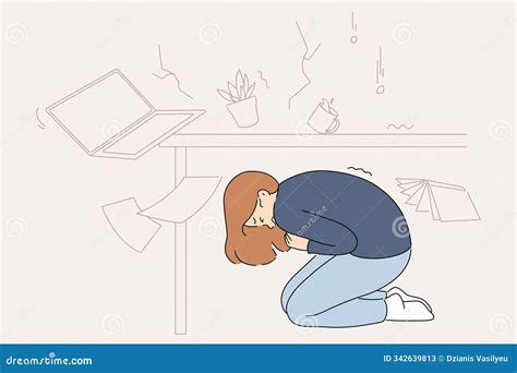 Earthquake Frightened Businesswoman Who Hid Under Table To Escape