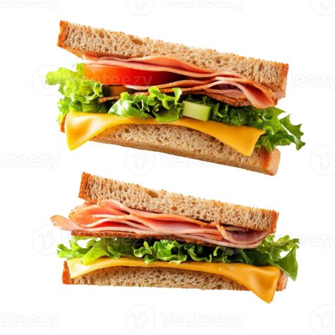 Delicious Double Decker Sandwich With Fresh Ingredients And Bread