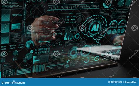 Futuristic Interface With Data Visualizations And Artificial