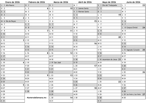 Calendario Para 2026 Con Días Festivos E Números De Semana Almanaques
