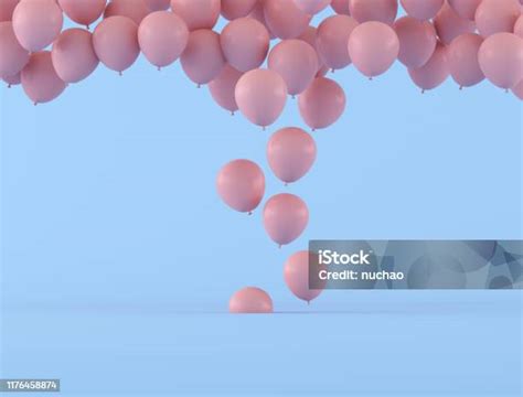 바닥에서 떠있는 풍선의 분홍색 색상 최소한의 스타일 선물 아이디어 3d 렌더링 상자에 대한 스톡 사진 및 기타 이미지 상자 자유 0명 Istock