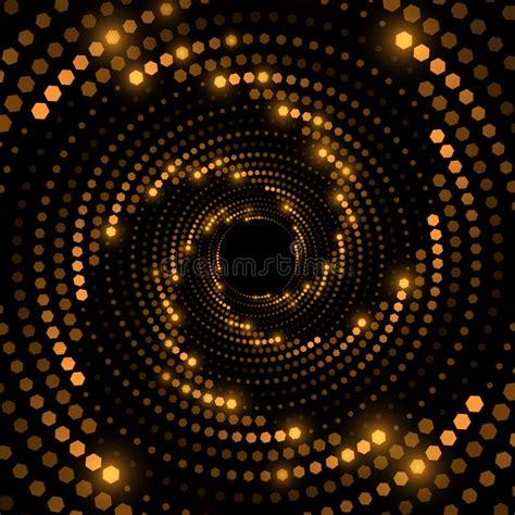 Abstract Swirling Circles Of Futuristic Glowing Hexagons Big Data Visualization Into Cyberspace