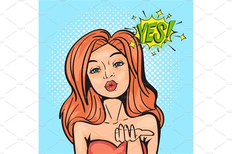 Sexy Comic Blonde Pop Art Girl With People Illustrations ~ Creative