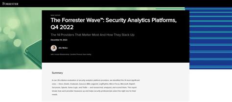 The Forrester Wave™ Security Analytics Platforms Q4 2022 Tech Cio