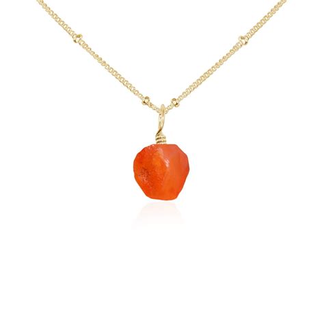 Raw Carnelian Natural Crystal Pendant Necklace Luna Tide