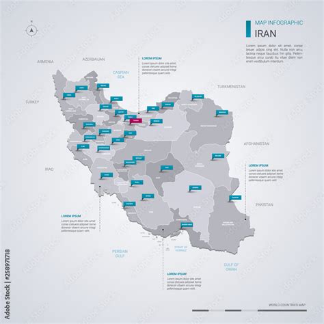 Fototapeta mapa świata dla dzieci Iran vector map with infographic