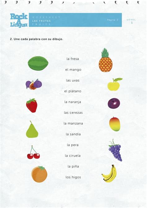 Fruits In Spanish Worksheet