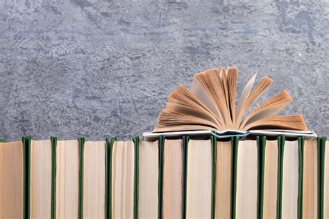 오픈 책 회색 콘크리트 배경에 책 다시 학교로 교육 텍스트의 공간을 복사 합니다 0명에 대한 스톡 사진 및 기타 이미지 0명 갈색 개체 그룹 Istock