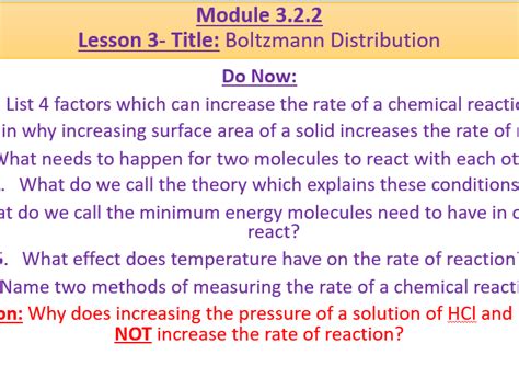 A Level Chemistry Ocr A Module 322 Lesson 3 Boltzmann Distribution