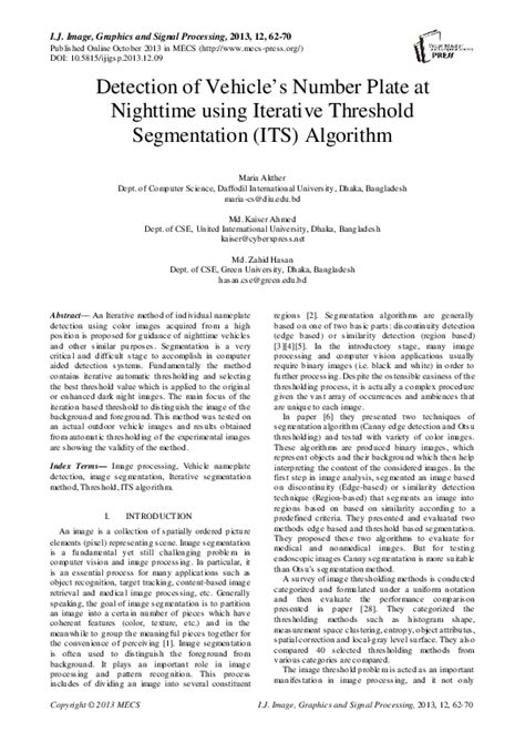 Pdf Detection Of Vehicles Number Plate At Nighttime Using Iterative