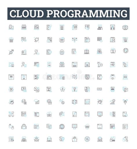 Cloud Programming Vector Line Icons Set Cloud Programming Computing