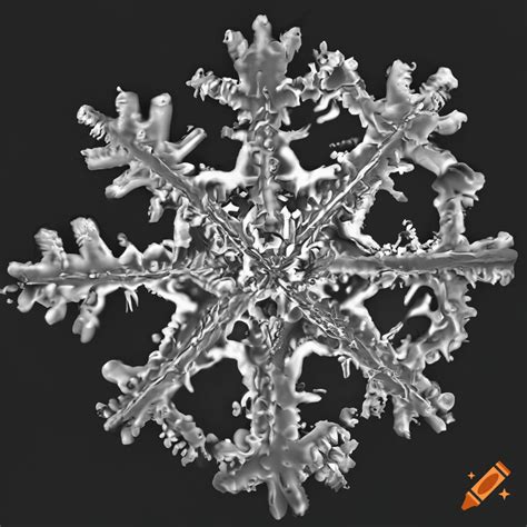Black And White Image Of A Snowflake Under Electron Microscopy On Craiyon
