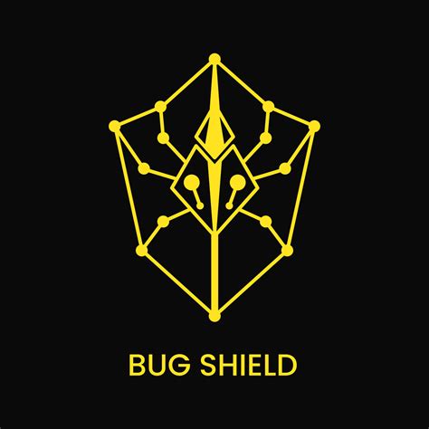 Bug Shield Logo Concept Animal Insect And Line Logotype Yellow And
