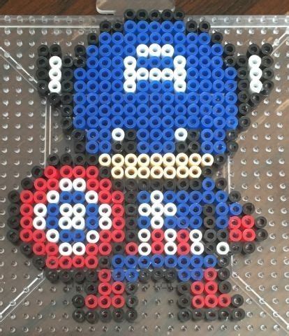 Perler Bead Captain America Perler Beads Perler Beads Designs