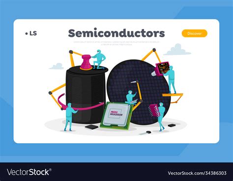 Semiconductor Manufacturing Process Landing Page Vector Image
