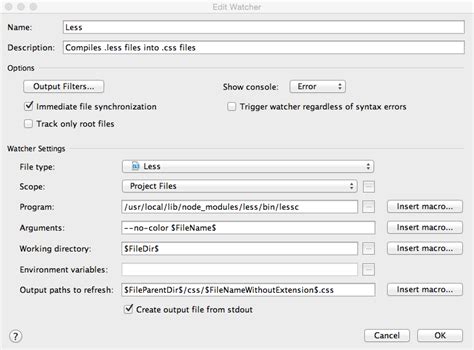 在webstorm中配置less的自动编译 Codebunnys Blog