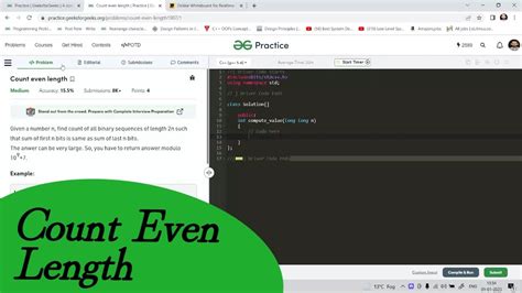 Count Even Length Gfg Potd Complete Explanation Hindi