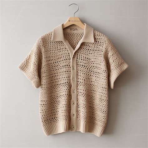 Knit Mens Polo Shirt Stockholm Style Crochet Beachwear Etsy