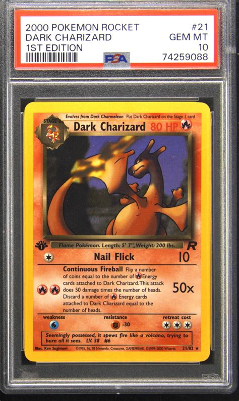 Dark Charizard 2000 Team Rocket 21 82 1st Edition Psa 10 Price Guide