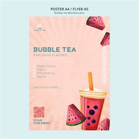 Free Psd Bubble Tea Poster Template Design